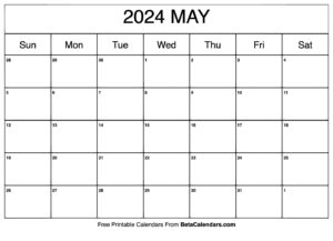 Free Printable May 2024 Calendar